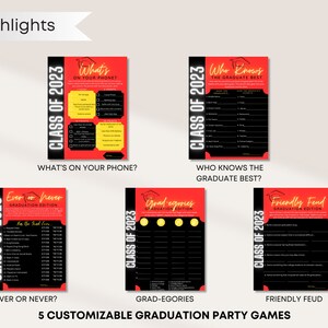 Editable 2023 Graduation Party Games Bundle, 5 Graduation 1 Sided ...