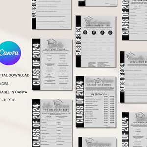 Editable 2024 Graduation Party Games Bundle, 5 Graduation 1 Sided ...