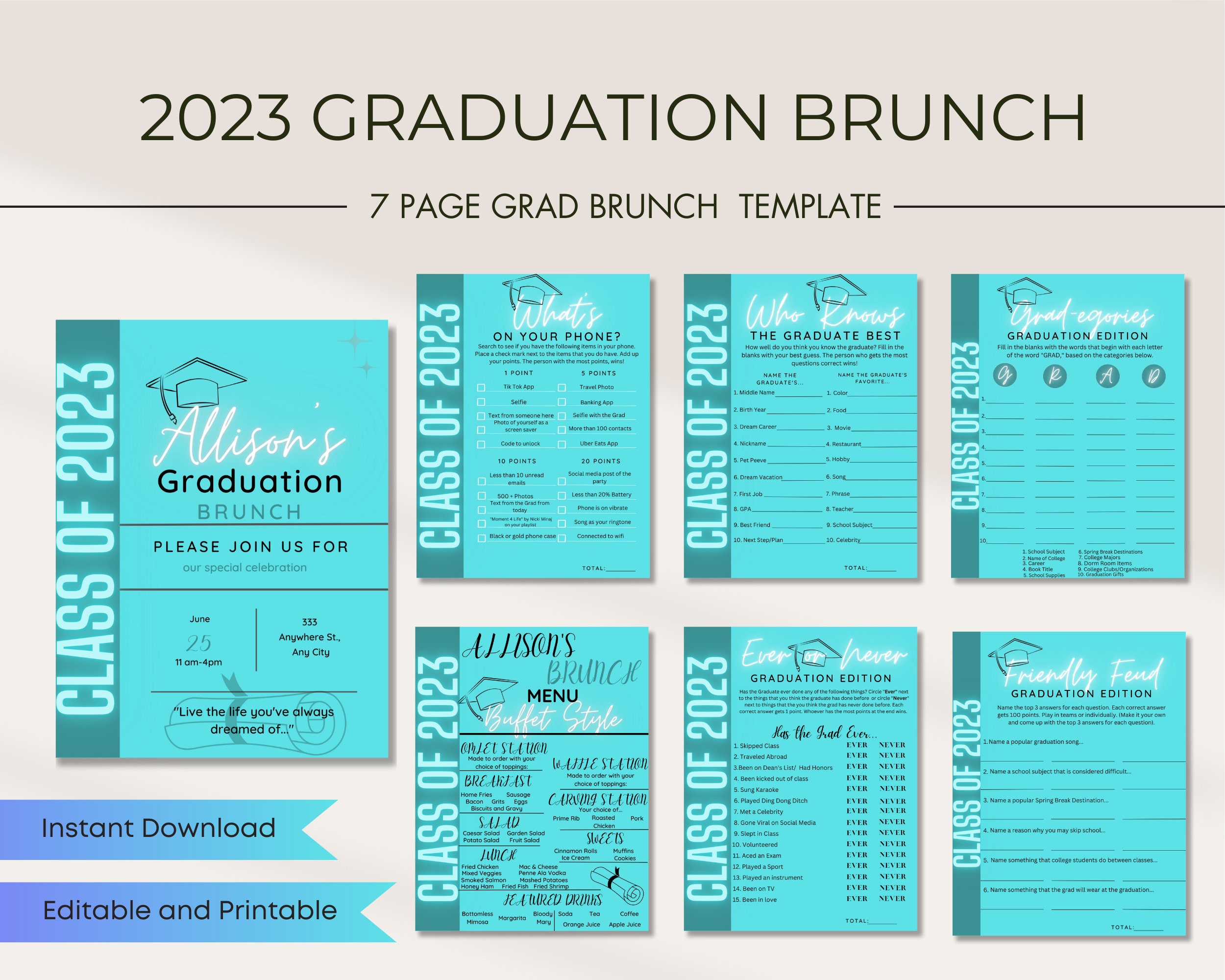 Editable 2023 Graduation Bundle, Printable Graduation Bundle With Games ...