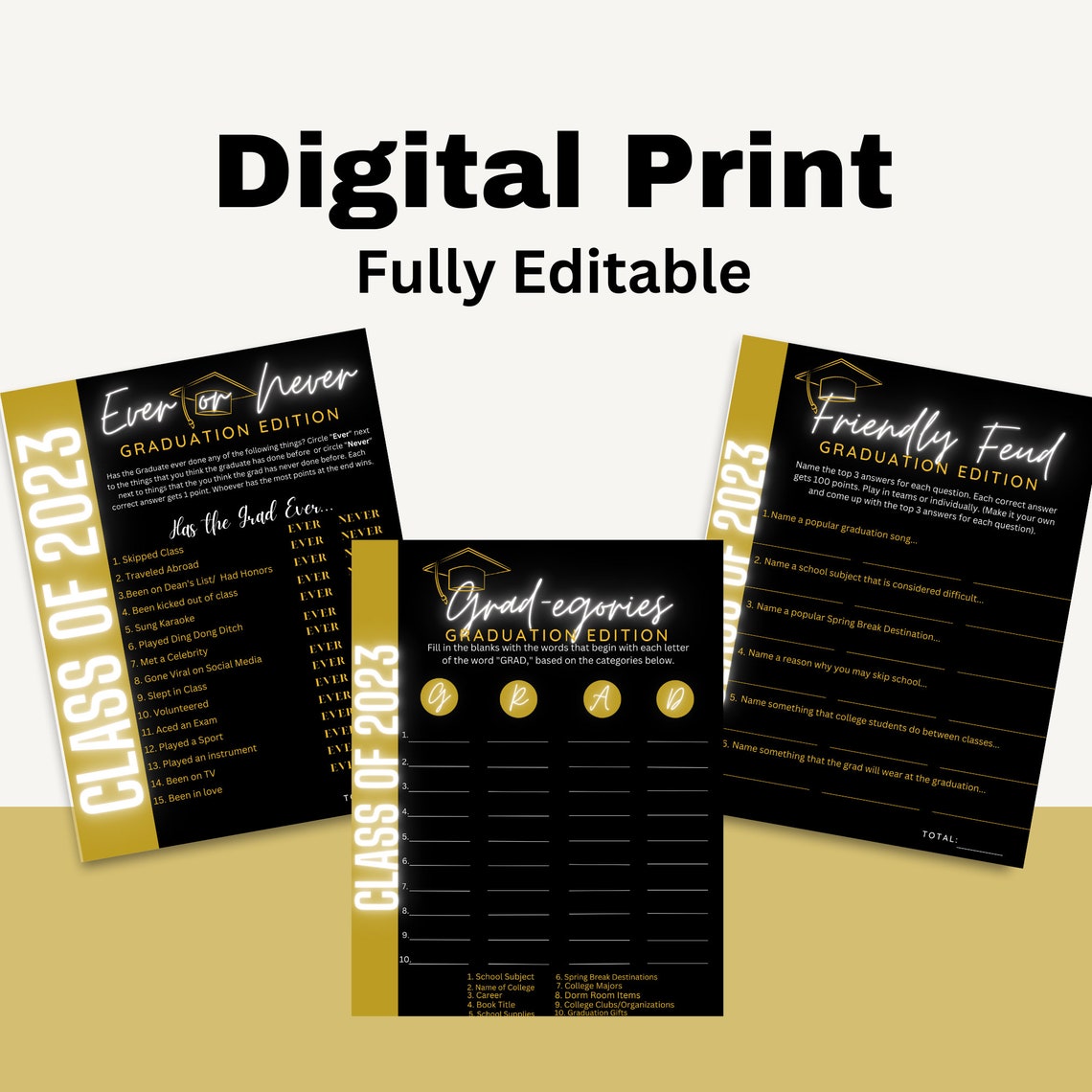 Editable 2023 Graduation Party Games Bundle 5 Graduation 1 - Etsy