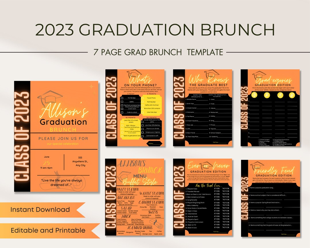 Editable 2023 Graduation Bundle, Printable Graduation Bundle With Games ...