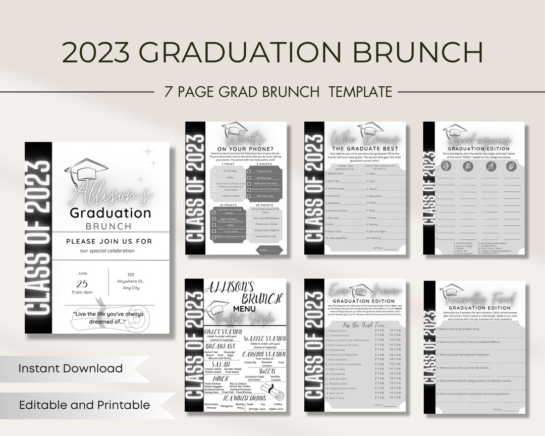 Editable 2023 Graduation Bundle, Printable Graduation Bundle With Games ...