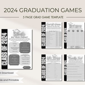 Editable 2023 Graduation Party Games Bundle, 5 Graduation 1 Sided ...