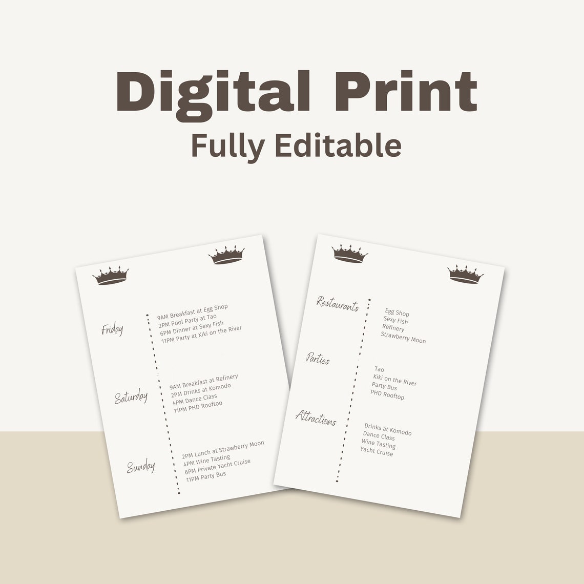 Editable and Printable Bachelorette Weekend Crown Neutral - Etsy