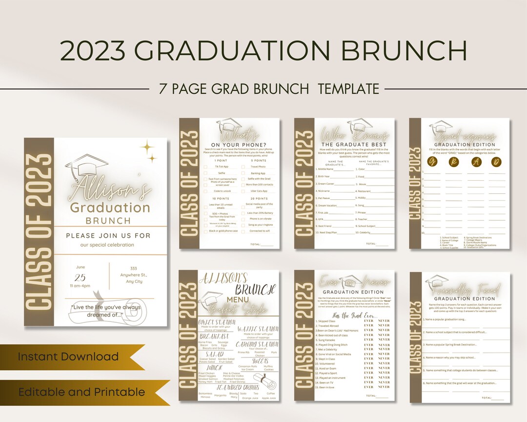 Editable 2023 Graduation Bundle, Printable Graduation Bundle With Games ...