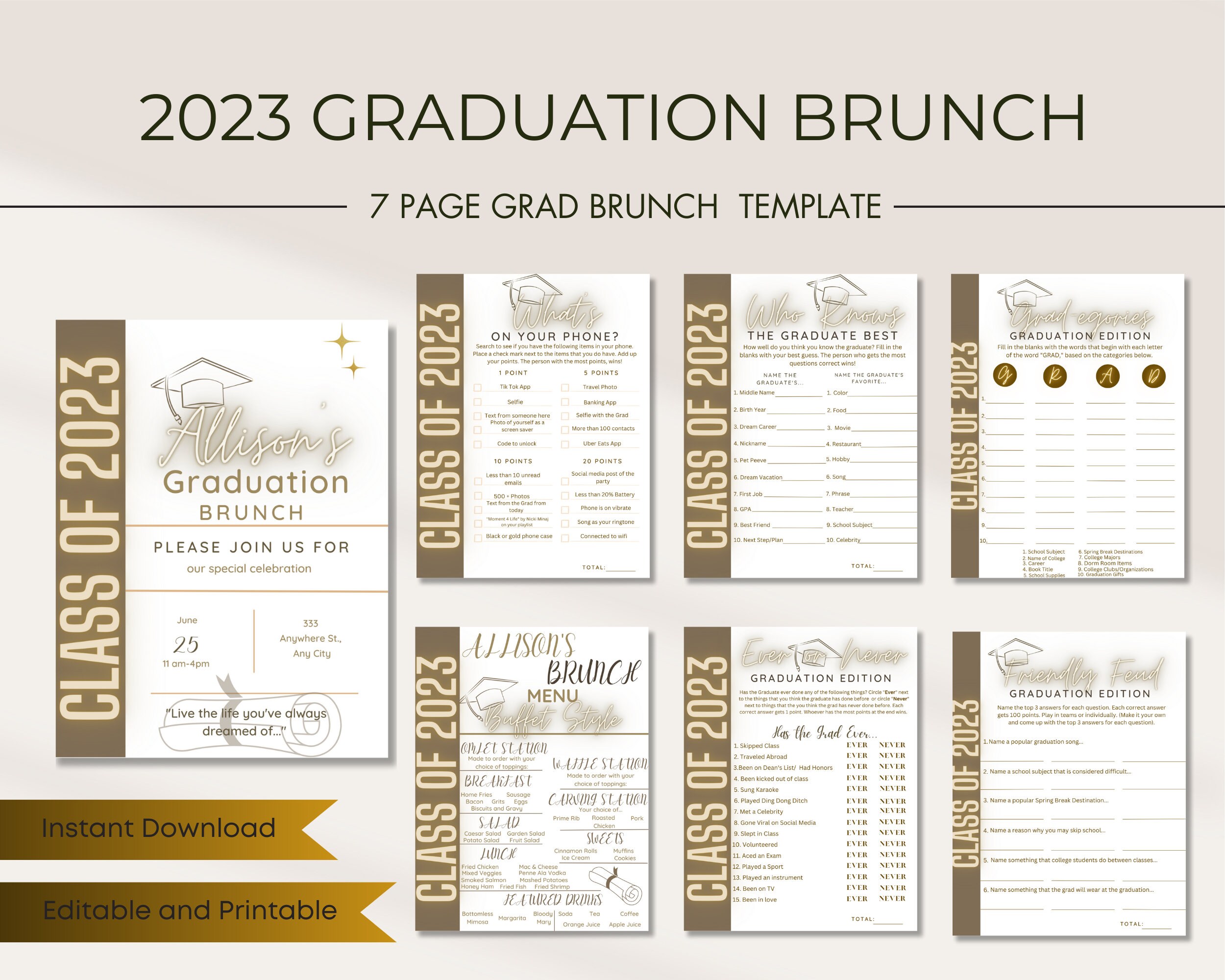 Editable 2023 Graduation Bundle, Printable Graduation Bundle With Games ...