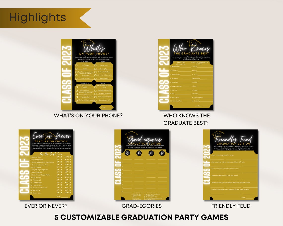 Editable 2023 Graduation Bundle, Printable Graduation Bundle With Games ...