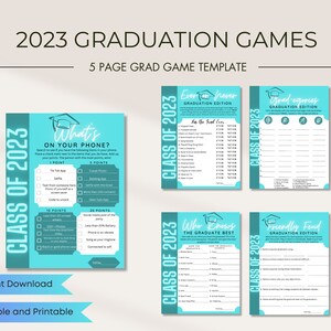 Editable 2023 Graduation Party Games Bundle, 5 Graduation 1 Sided ...