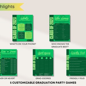 Editable 2023 Graduation Party Games Bundle, 5 Graduation 1 Sided ...