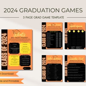 Editable 2024 Graduation Party Games Bundle, 5 Graduation 1 Sided ...