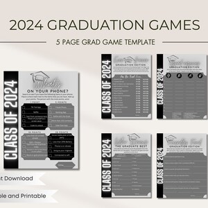 Editable 2024 Graduation Party Games Bundle, 5 Graduation 1 Sided ...