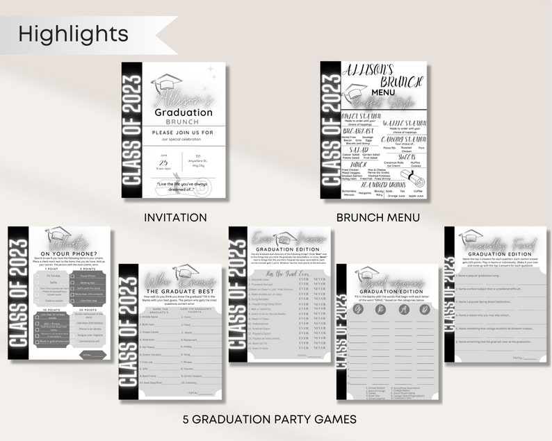 Editable 2023 Graduation Bundle, Printable Graduation Bundle With Games ...