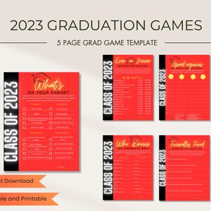 Editable 2023 Graduation Party Games Bundle, 5 Graduation 1 Sided ...