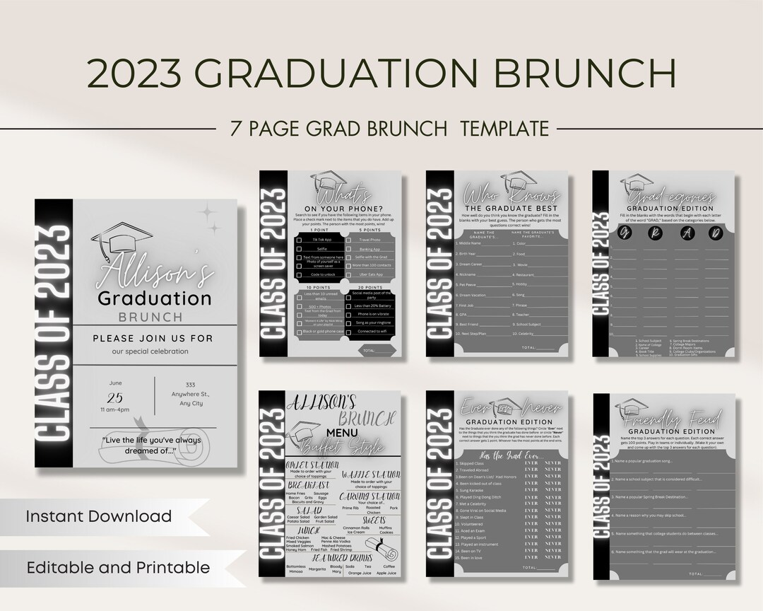 Editable 2023 Graduation Bundle, Printable Graduation Bundle With Games ...