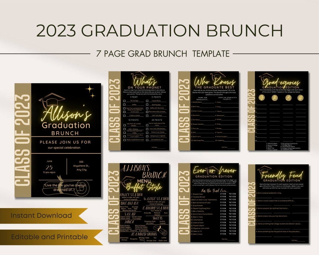 Editable 2023 Graduation Bundle, Printable Graduation Bundle With Games ...