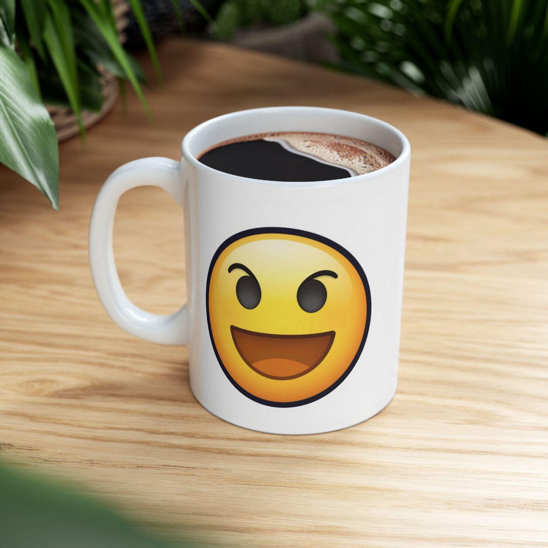 Laughing Emoji Mug | Smiley Face Ceramic Coffee Cup | 11oz Funny Coffee ...