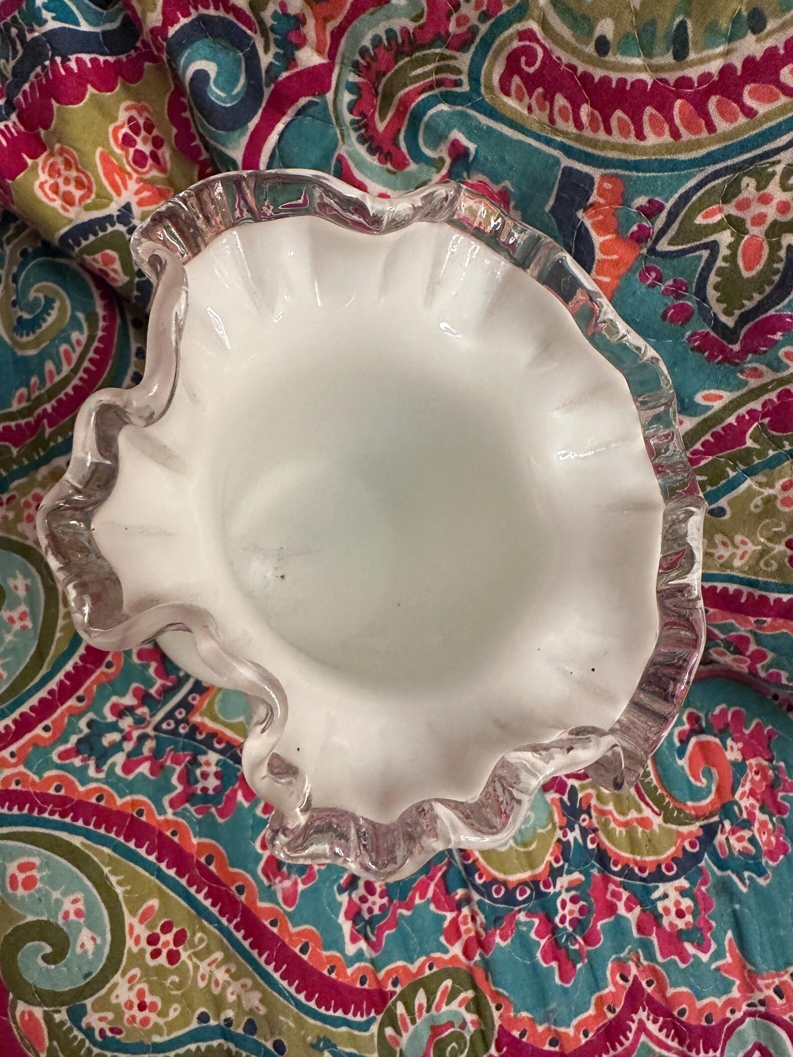 Fenton White and Silver Vase - Etsy