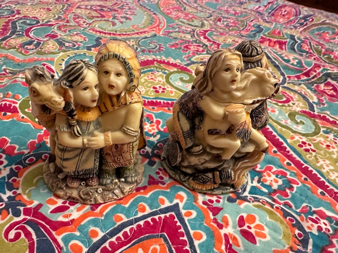 TAI Native American indigenous People Hand Carved Resin Trinket Figures ...