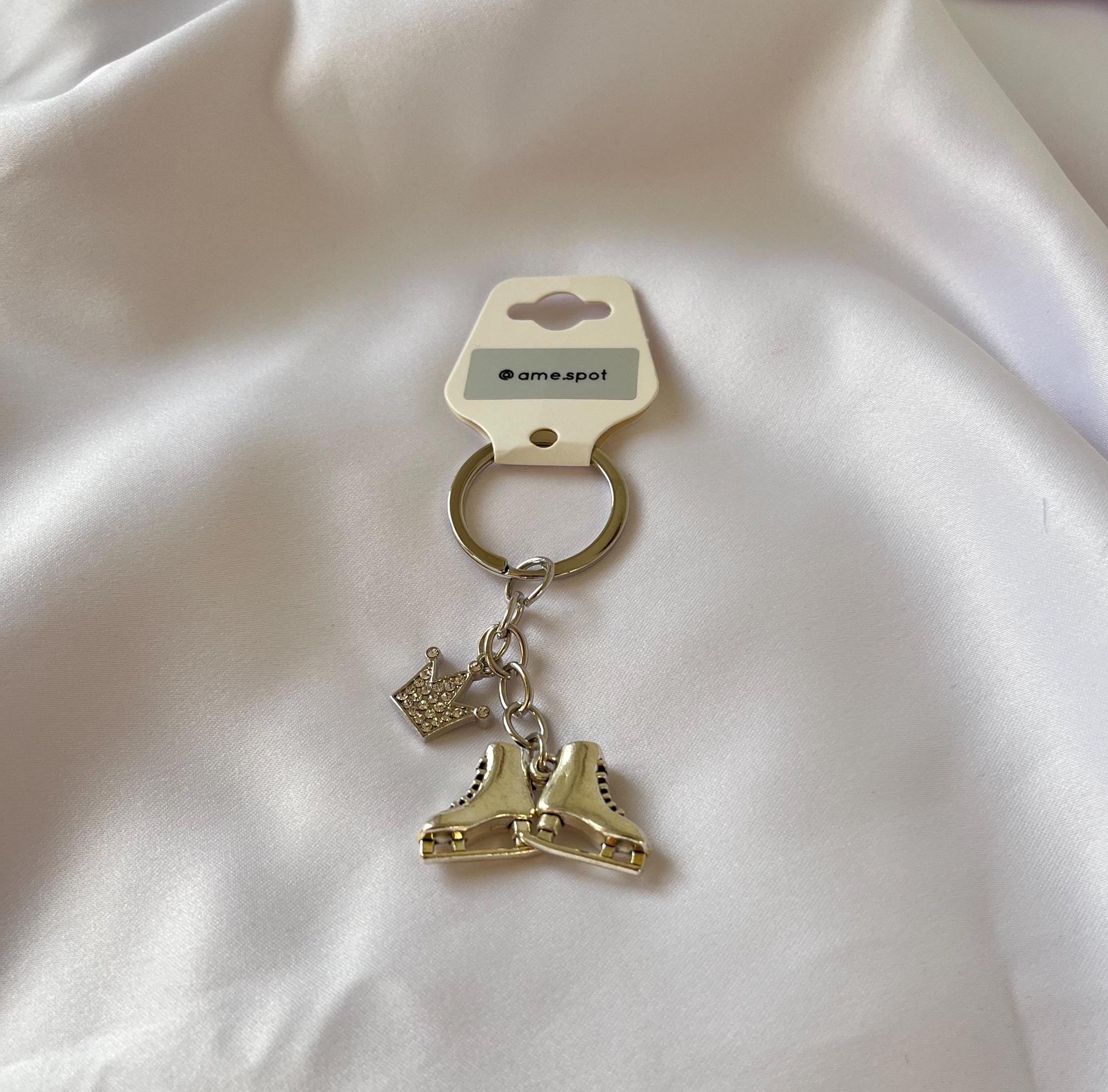 Ice Skate Keychain: Figure Skater Gift With Heart/crown Charm - Etsy