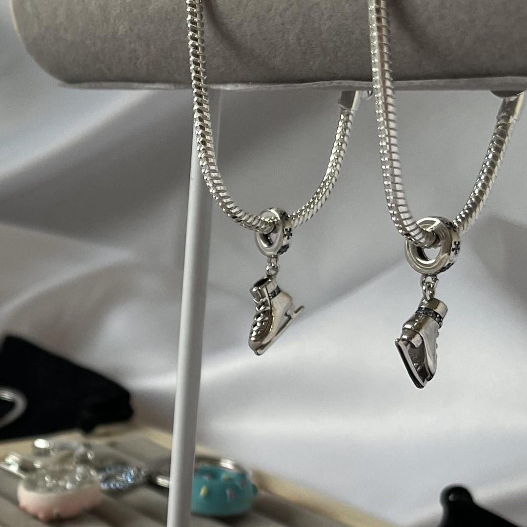Sterling Silver Ice Skate Charm Bracelet: Figure Skating Gift - Etsy