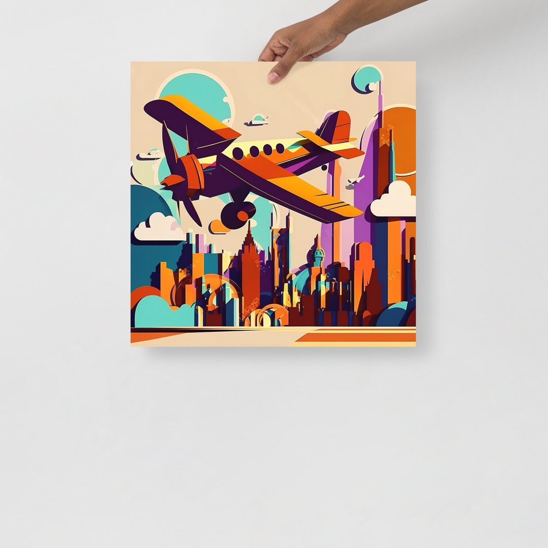 Abstract Cartoon Airplane Wall Art Poster - Etsy