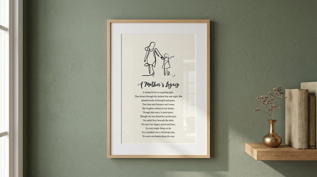 Mother Legacy Poem Print | Memorial Bereavement Sympathy Wall Art - Etsy