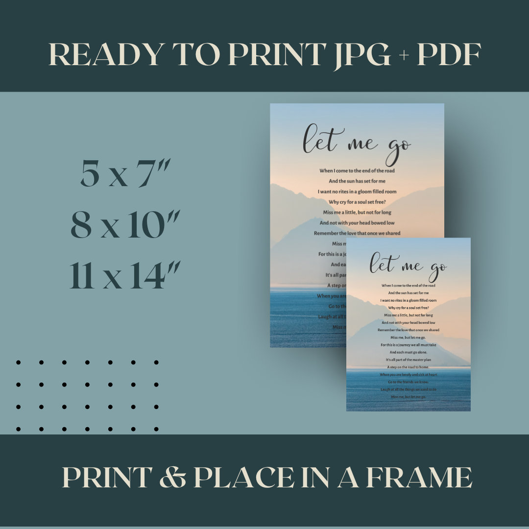 Miss Me but Let Me Go, Funeral Poem, in Loving Memory, Embracing ...