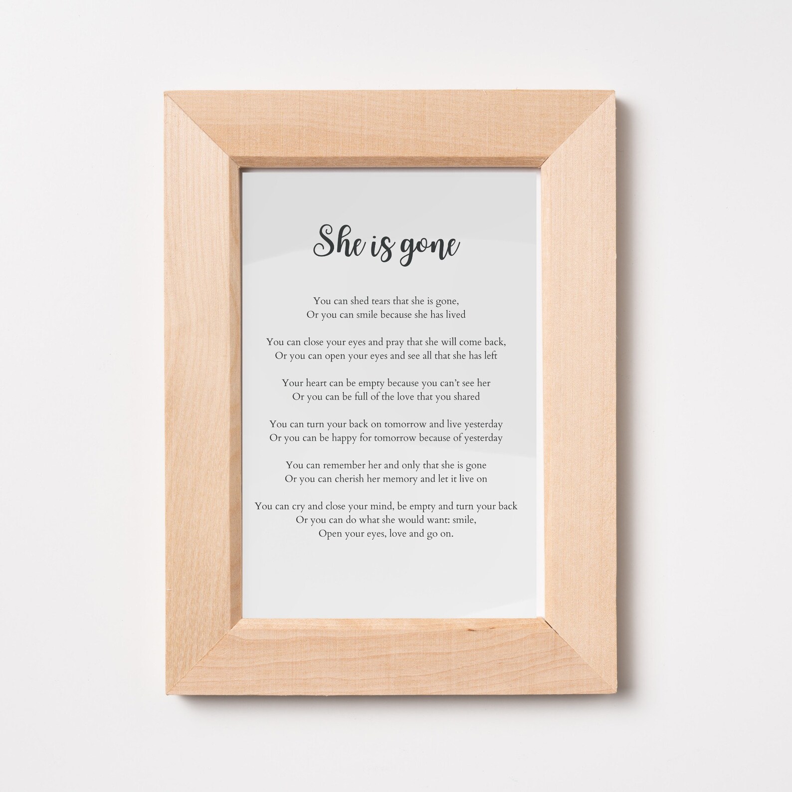 She is Gone, Printable Funeral Poem, David Harkin's Memorial, Embracing ...