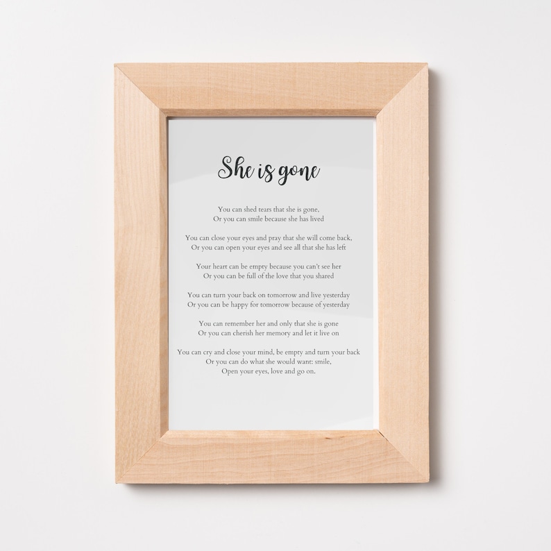 Funeral Poem Print, Memorial Remembrance Gift (5x7, 8x10, 11x14) - Etsy
