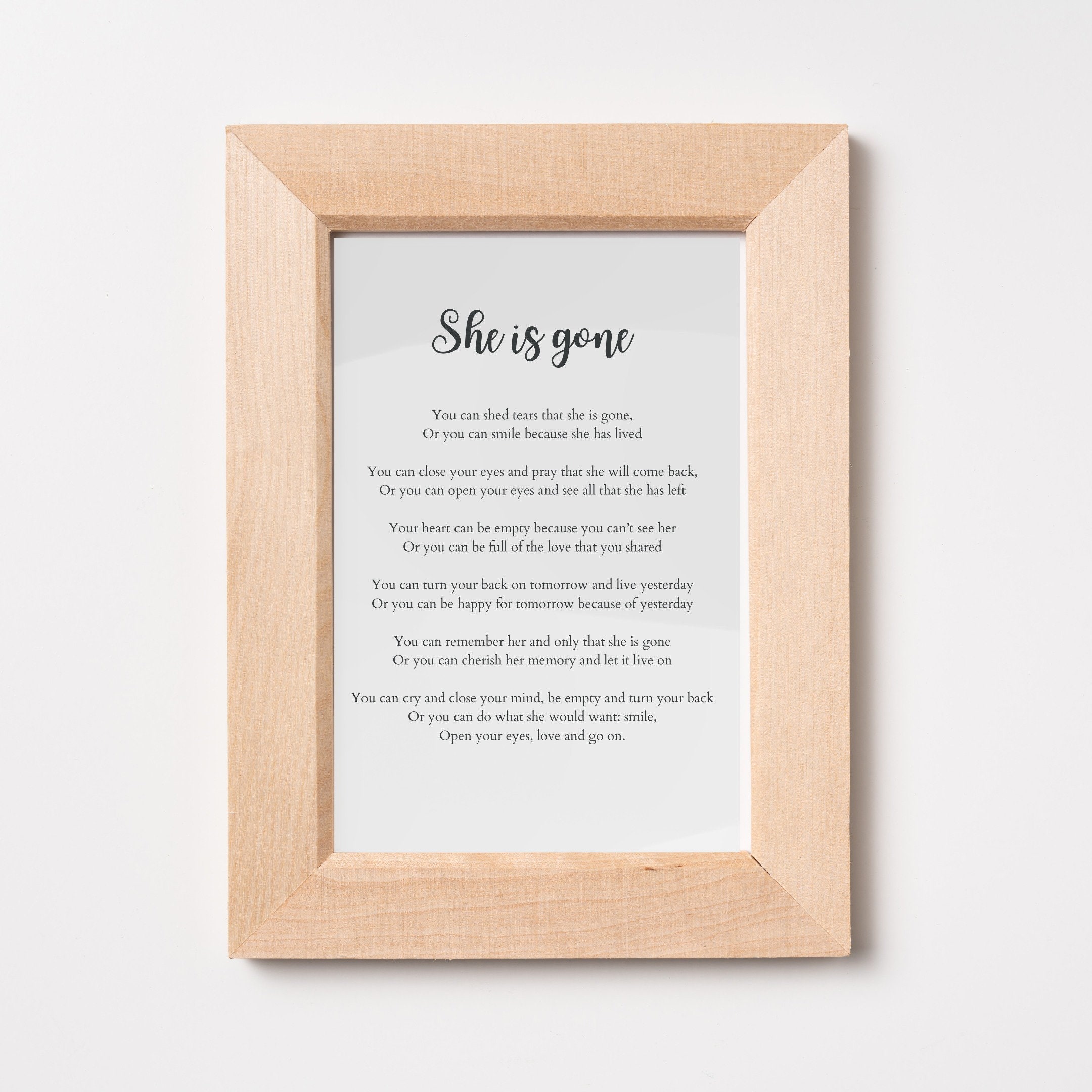 She is Gone, Printable Funeral Poem, David Harkin's Memorial, Embracing ...
