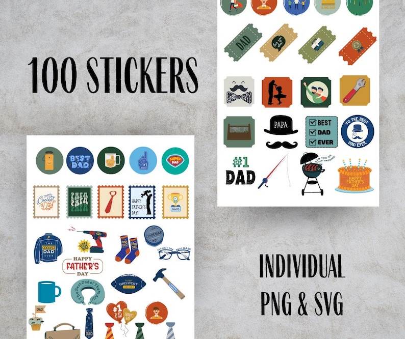 Father's Day Printable Stickers Gift for Dad Dad - Etsy