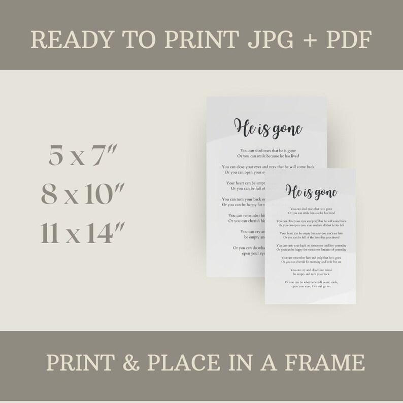 Funeral Poem Print, David Harkin Memorial, Sympathy Gift - Etsy