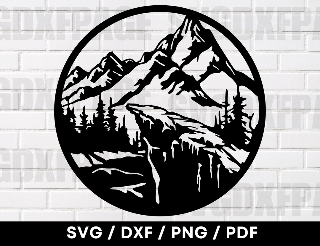 Mountains Nature Scene PNG DXF SVG, Mountains Dxf, Mountains Silhouette ...
