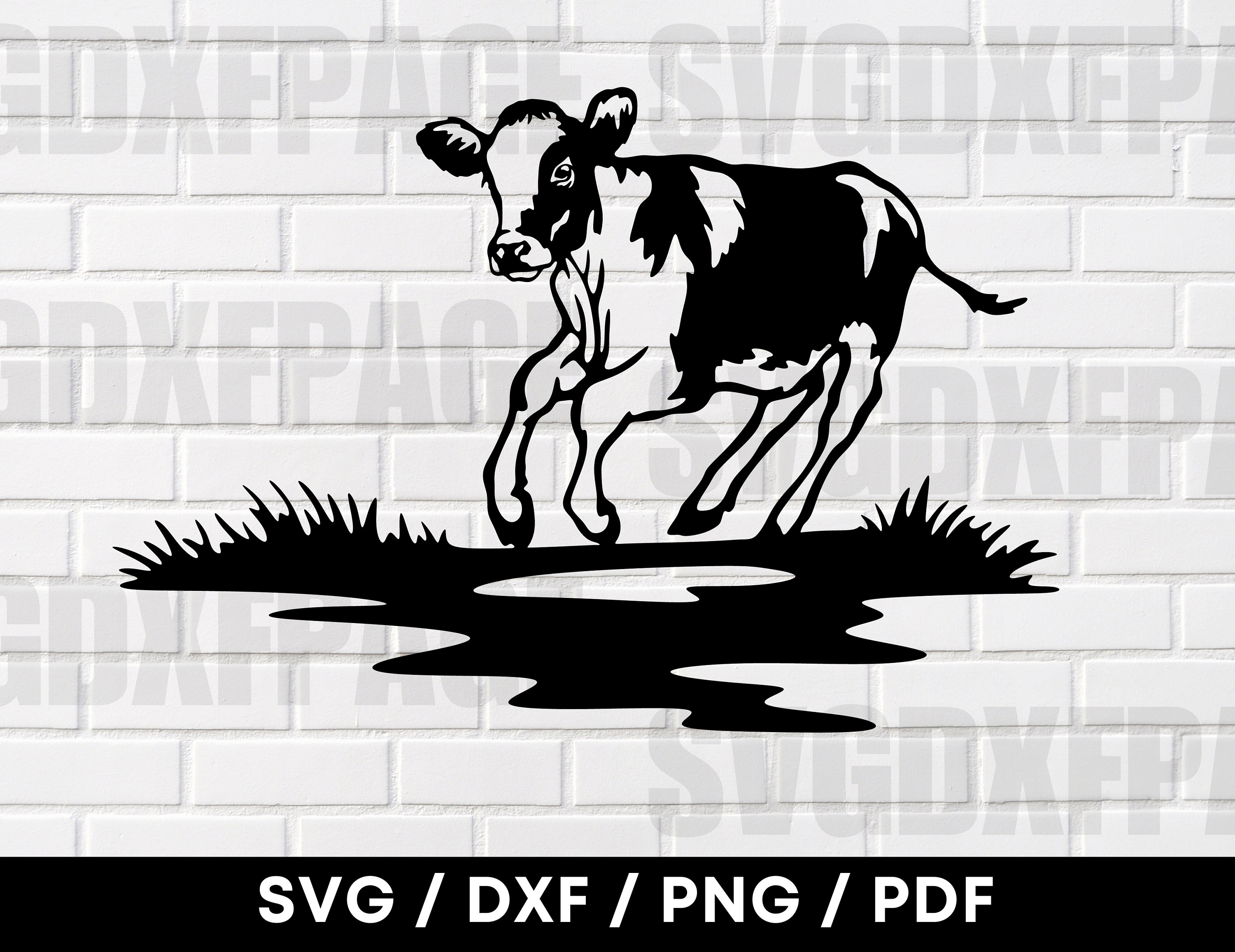 Cow Calf Running Scene DXF PNG SVG, Cow Clipart, Cow Png, Cow Svg, Dxf ...