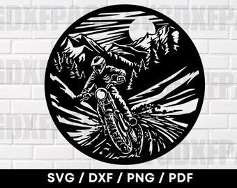 Motorcycle Scene SVG, Motor Bike Cut File Laser, Dxf for Plasma ...