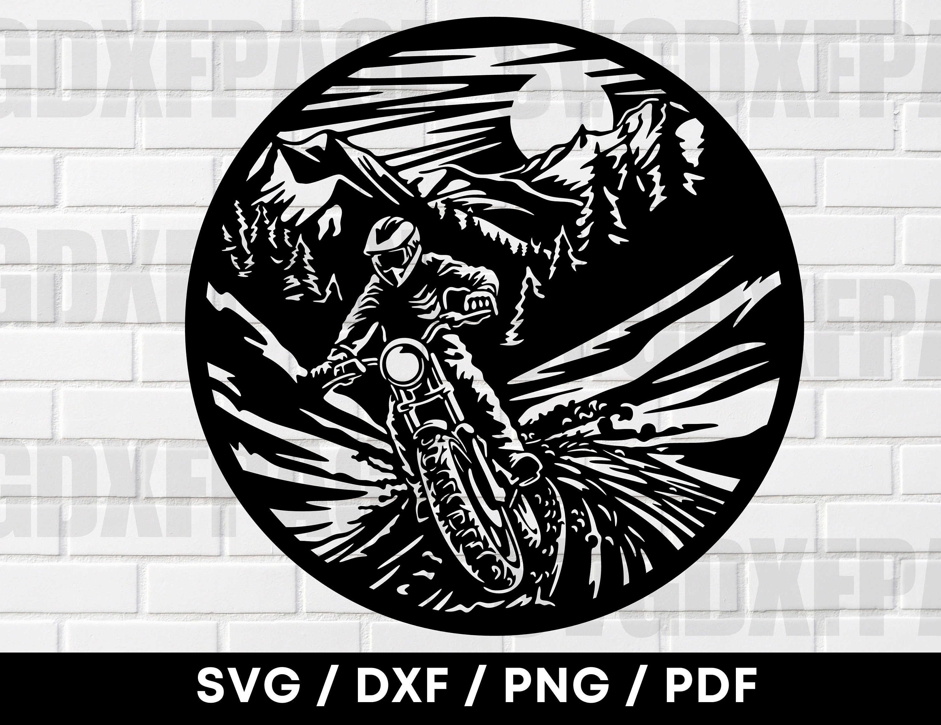 Motorcycle Scene SVG, Motor Bike Cut File Laser, Dxf for Plasma ...