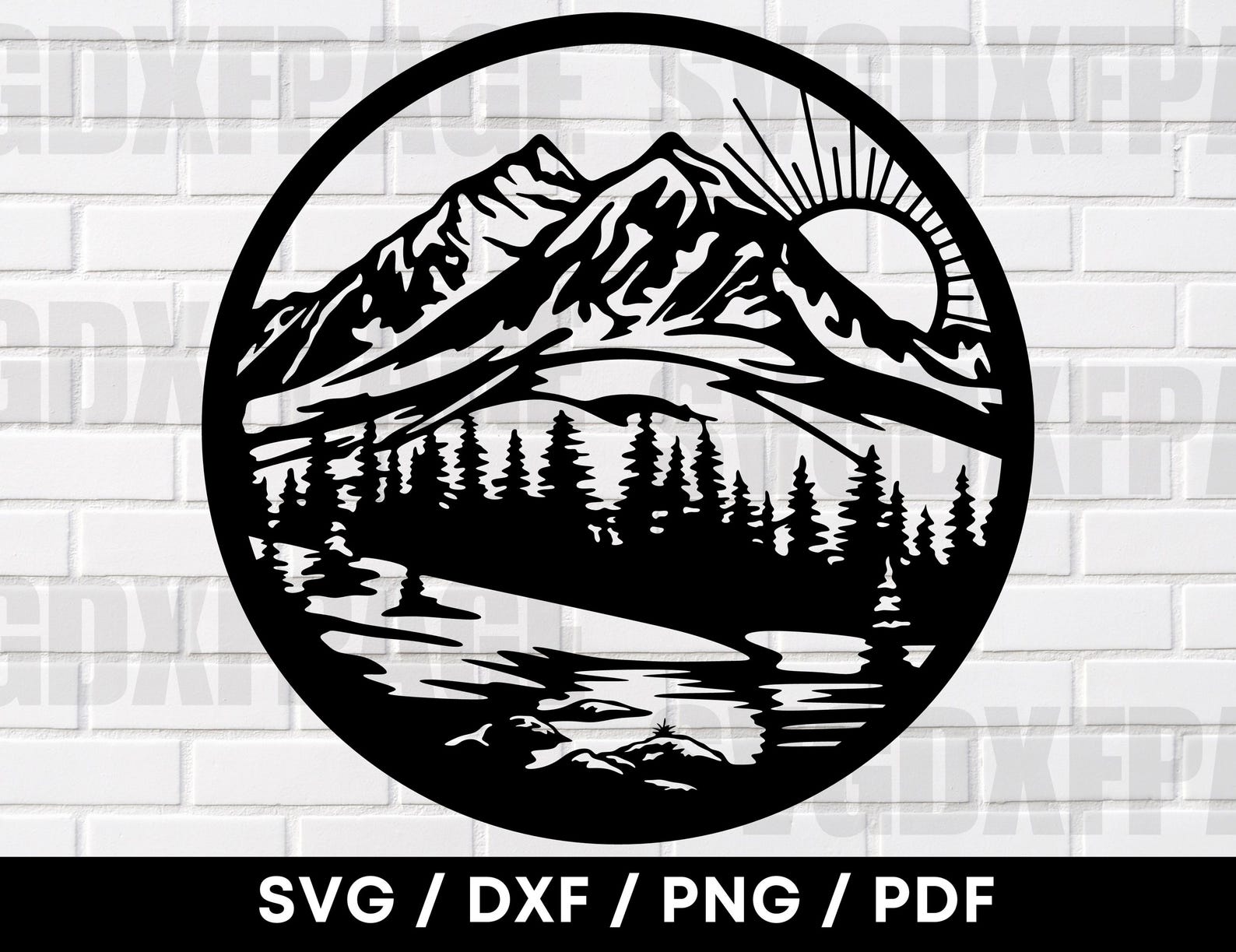 Mountains Nature Scene PNG DXF SVG, Mountains Dxf, Mountains Silhouette ...
