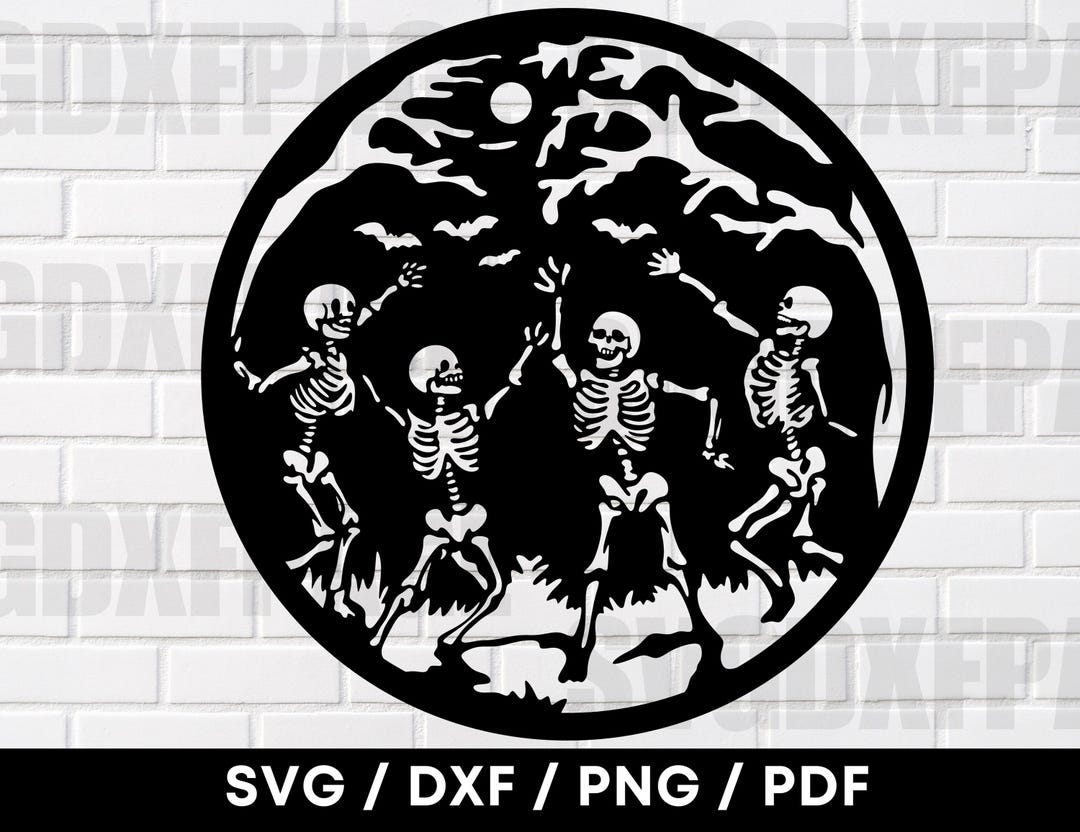 Dancing Skeletons Scene SVG DXF PNG, Skeleton Svg, Skeleton Png ...