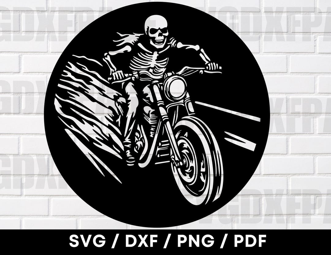 Skull Riding Motorcycle Scene PNG DXF SVG, Motorcycle Svg, Motorcycle ...