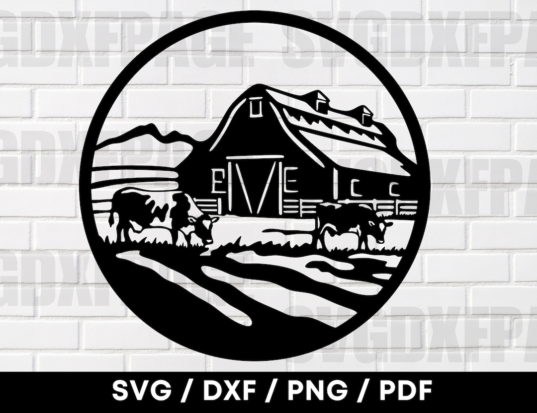 Farm Scene SVG DXF PNG, Cows Farm Svg, Svg, Dxf, Png, Dxf for Laser ...