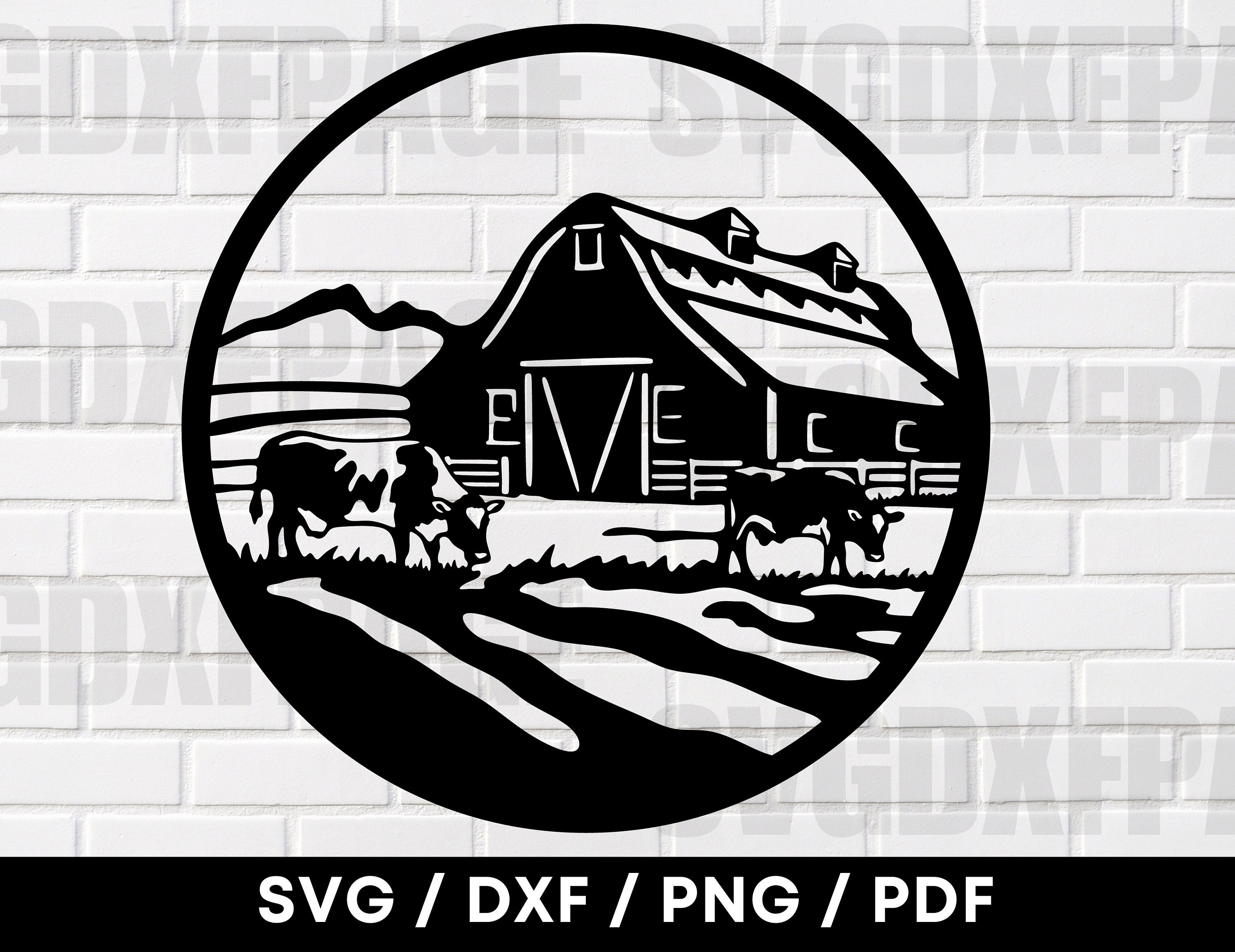Farm Scene SVG DXF PNG, Cows Farm Svg, Svg, Dxf, Png, Dxf for Laser ...