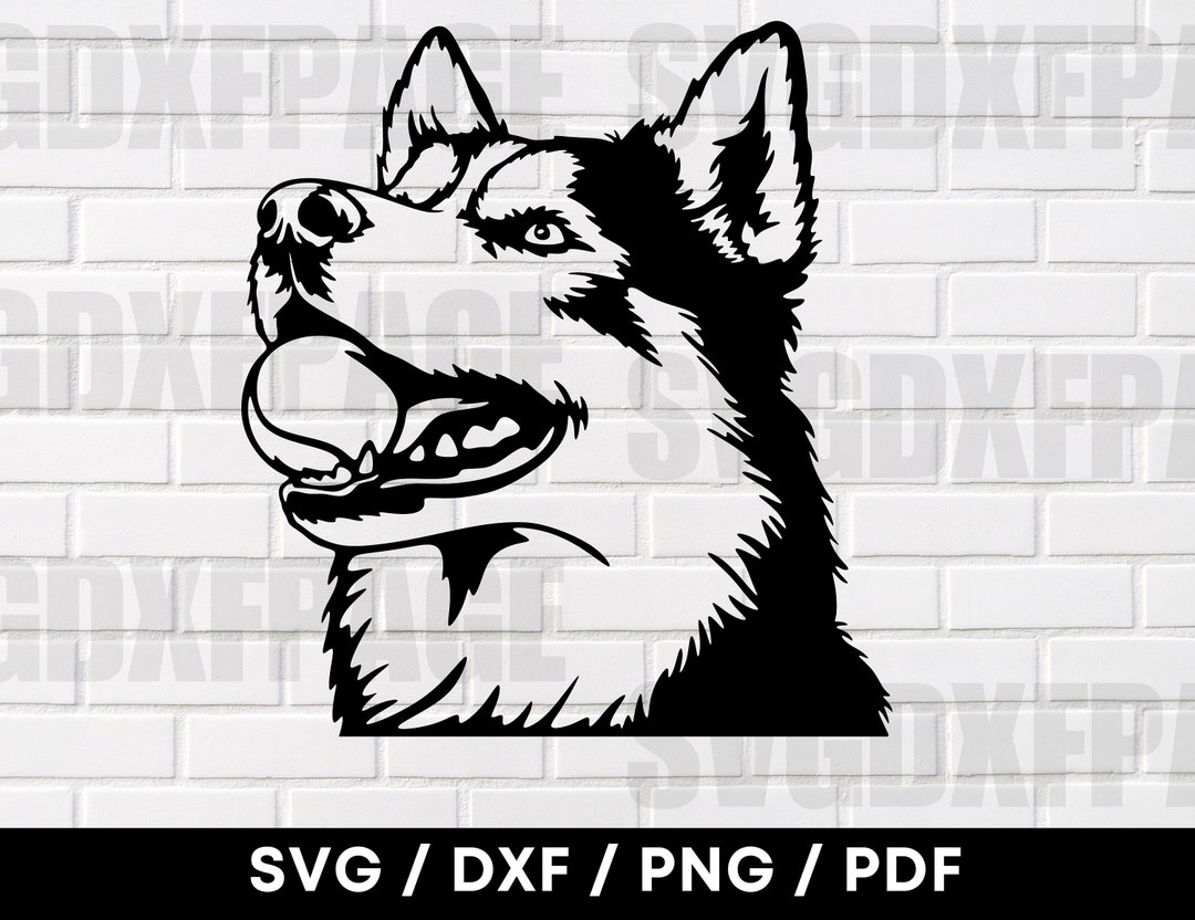 Husky Dog With Tennis Ball Scene SVG DXF PNG, Husky Silhouette, Husky ...