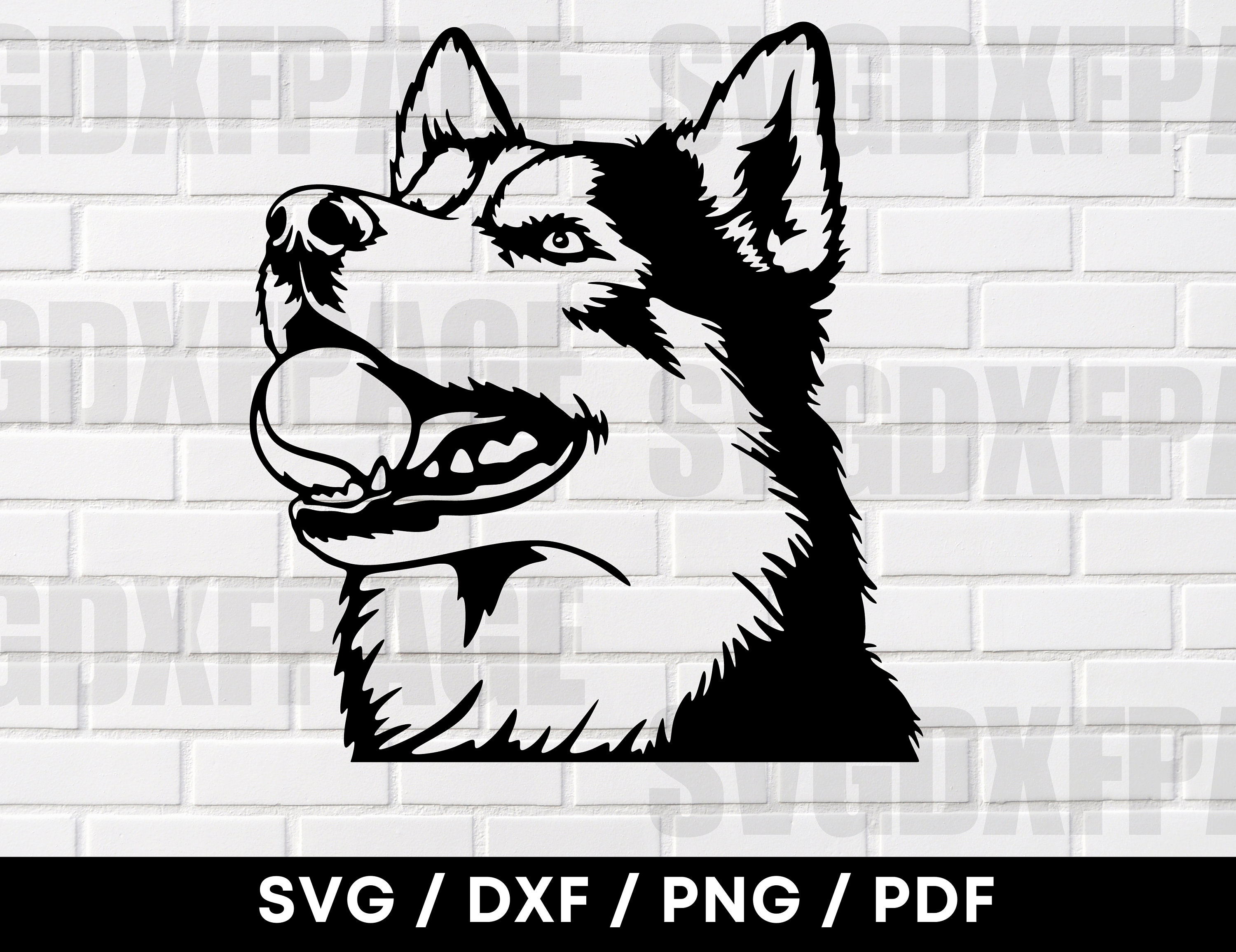 Husky Dog With Tennis Ball Scene SVG DXF PNG, Husky Silhouette, Husky ...