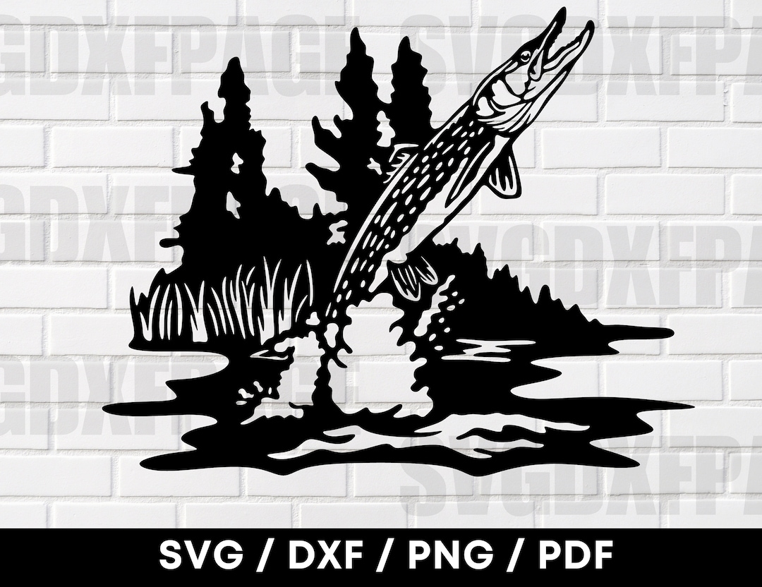 Pike Scene SVG DXF PNG, Pike Svg, Pike Svg, Fishing Svg, Plasma Laser ...