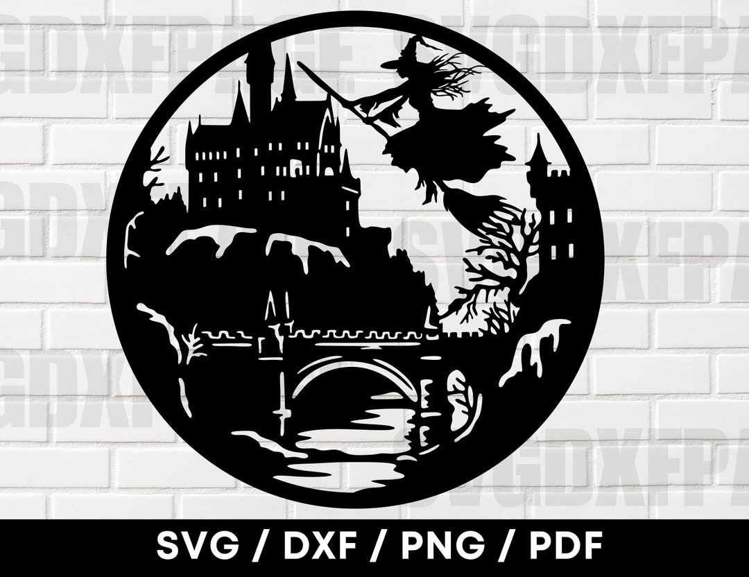 Witch Scene DXF SVG PNG, Haunted House Svg, Dxf Files for Plasma, Witch ...