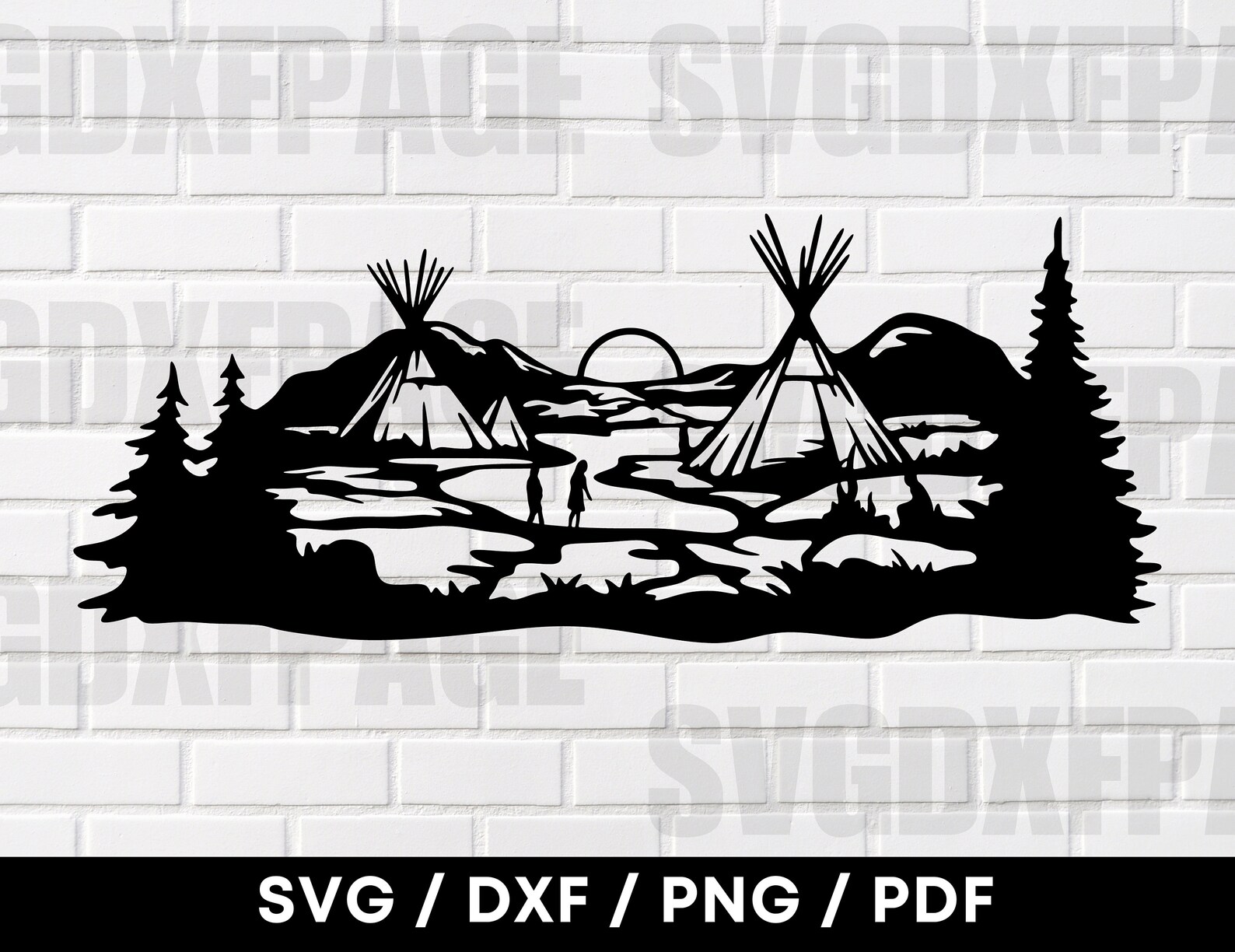 Indian Tribe Scene SVG DXF PNG, Indian Tribe Svg, Indian Svg, Indians ...