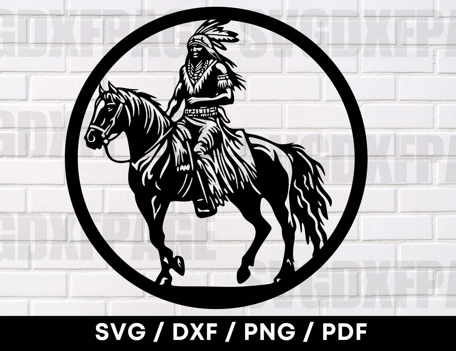Chief Native Indian on A Horse SVG PNG DXF, Native Indian Silhouette ...