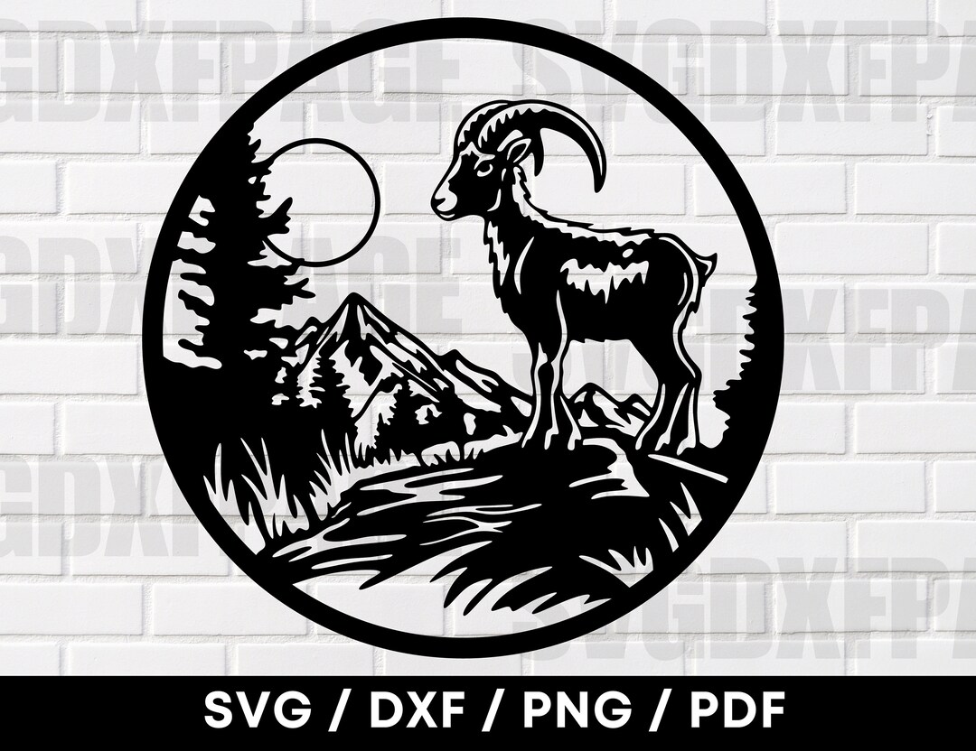 Ram Nature Scene PNG SVG DXF, Ram Svg, Nature Svg, Plasma Laser Cut ...