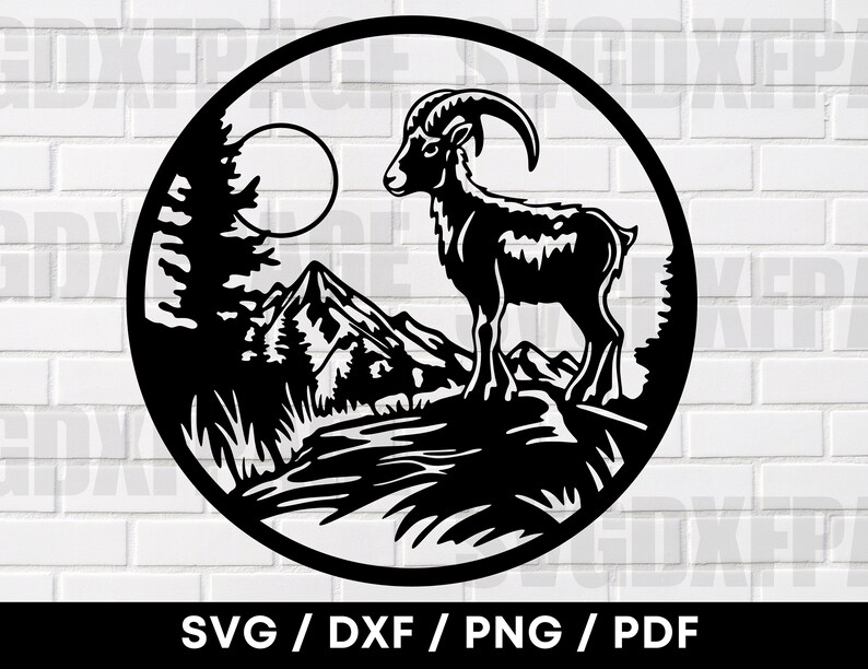 Ram Nature Scene PNG SVG DXF, Ram Svg, Nature Svg, Plasma Laser Cut ...