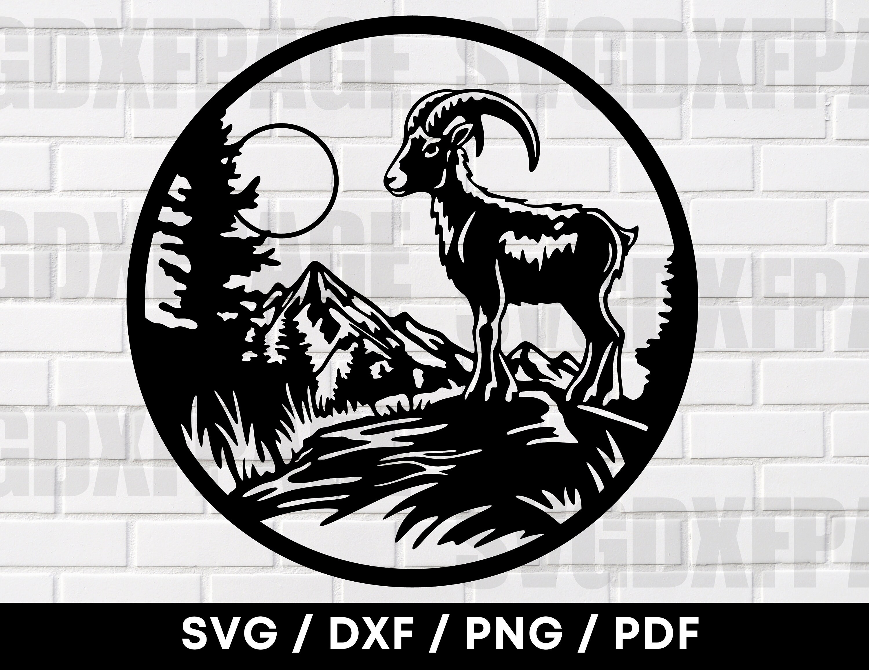 Ram Nature Scene PNG SVG DXF, Ram Svg, Nature Svg, Plasma Laser Cut ...